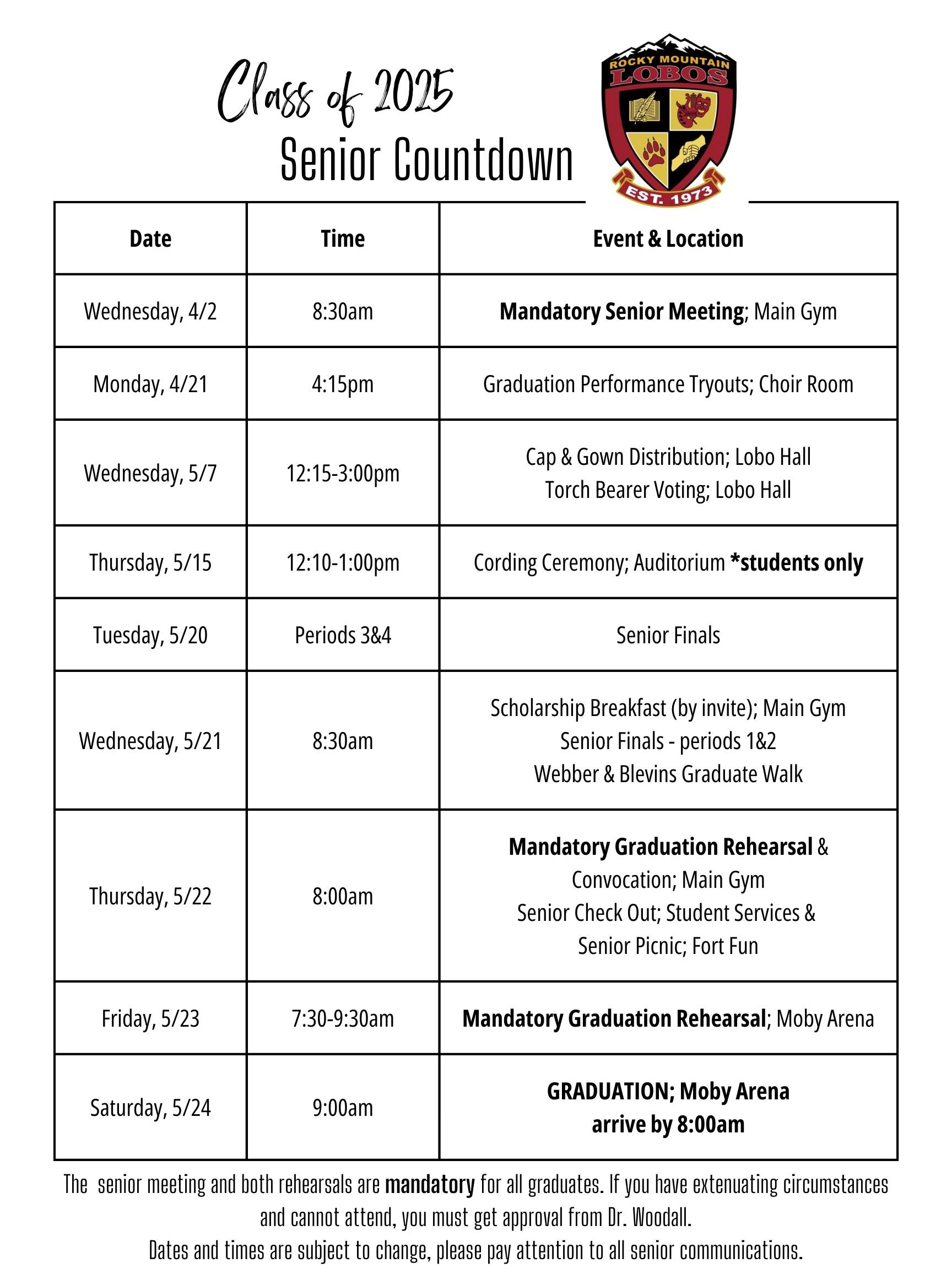 Class of 2025 Senior Countdown | Rocky Mountain High School